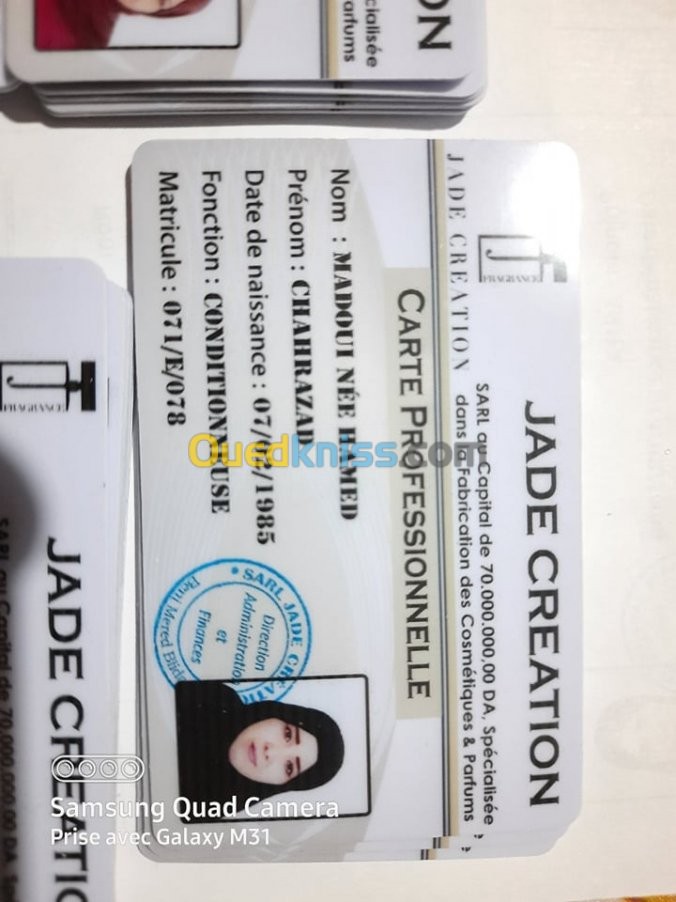 IMPRESSION BADGES PVC - Blida Algérie