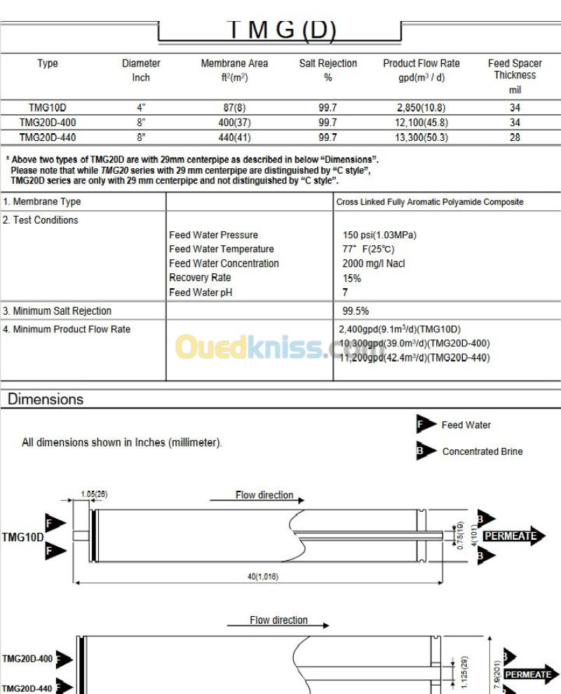 Membrane Toray 4040 TMG10D Sétif Setif - Ouedkniss.com - Algérie