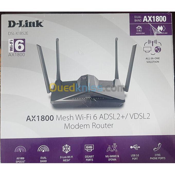 D-LINK DSL-X1852E Wi-Fi 6 VDSL2/ ADSL2+ AX1800 Modem Router with VoIP ...