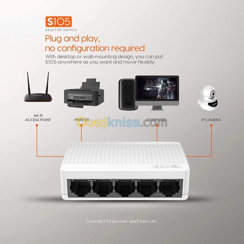 SWITCH RESEAU TENDA 5 PORTS 100MBPS S105 - Alger Algeria